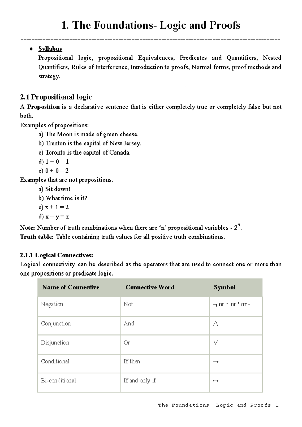 Mathematics 101: Foundations of Logic and Proofs Syllabus - Studocu
