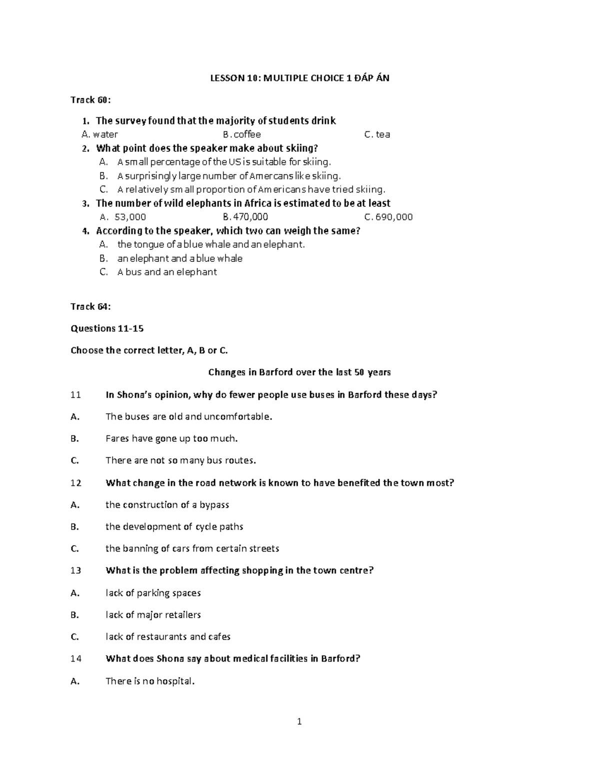 LESSON 10: MULTIPLE CHOICE QUESTIONS & ANSWERS - Studocu