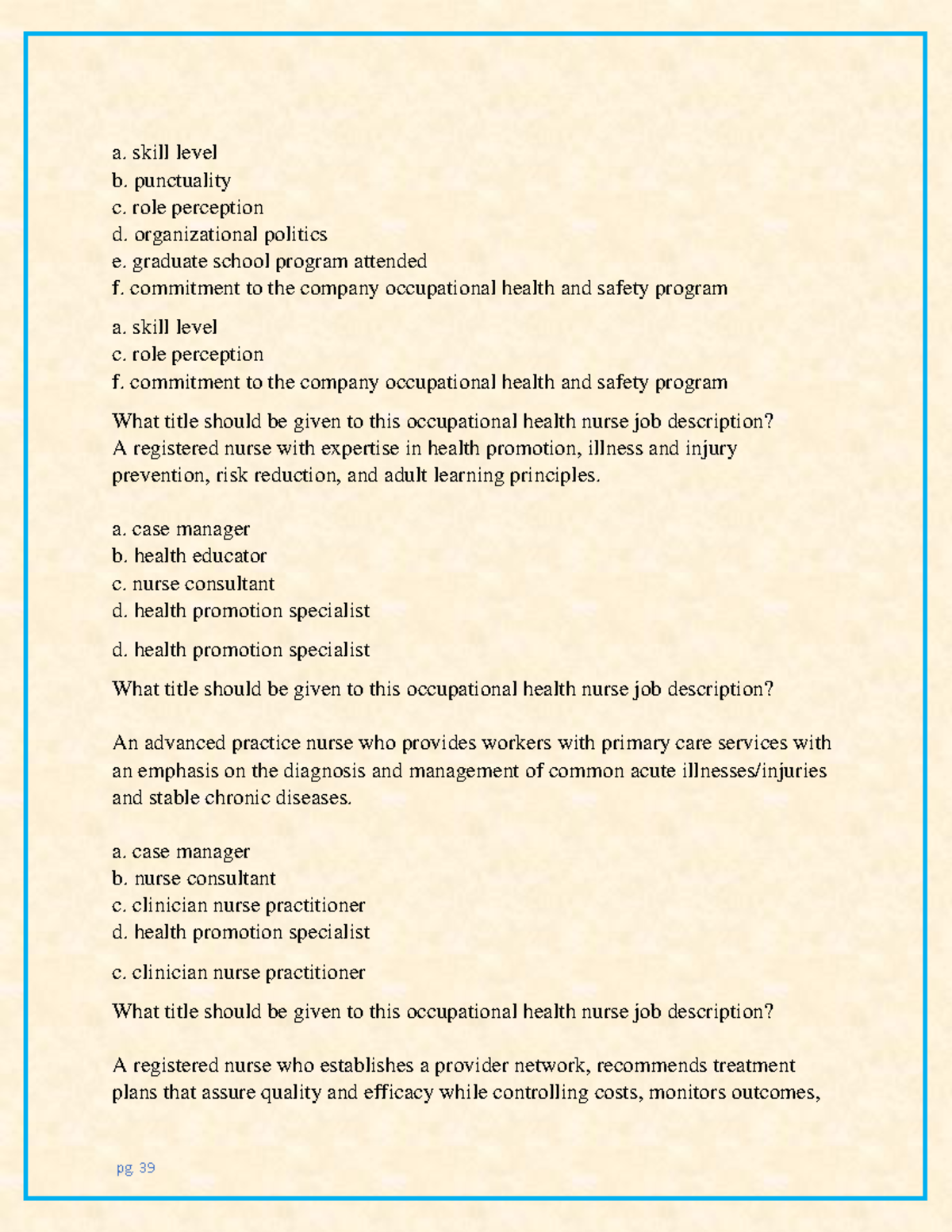 Community Health Nursing Practice: Occupational Health Roles and Skills ...