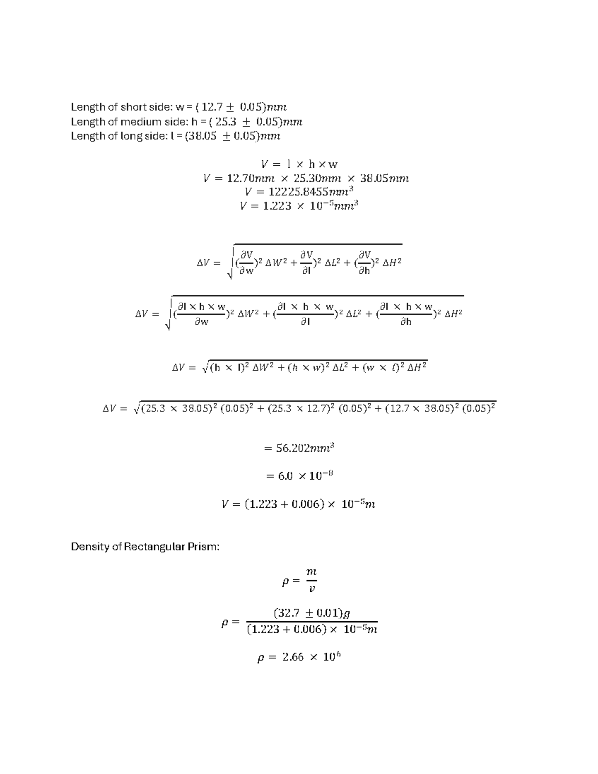 Physics Lab 2024: Volume and Density Measurements - Studocu