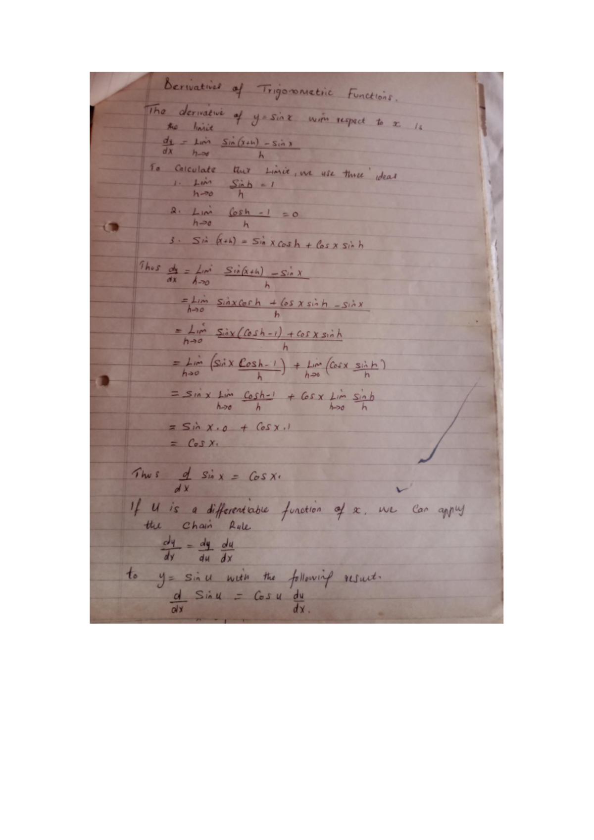 T3: Derivatives of Trigonometric Functions and Inverse Trig Functions ...