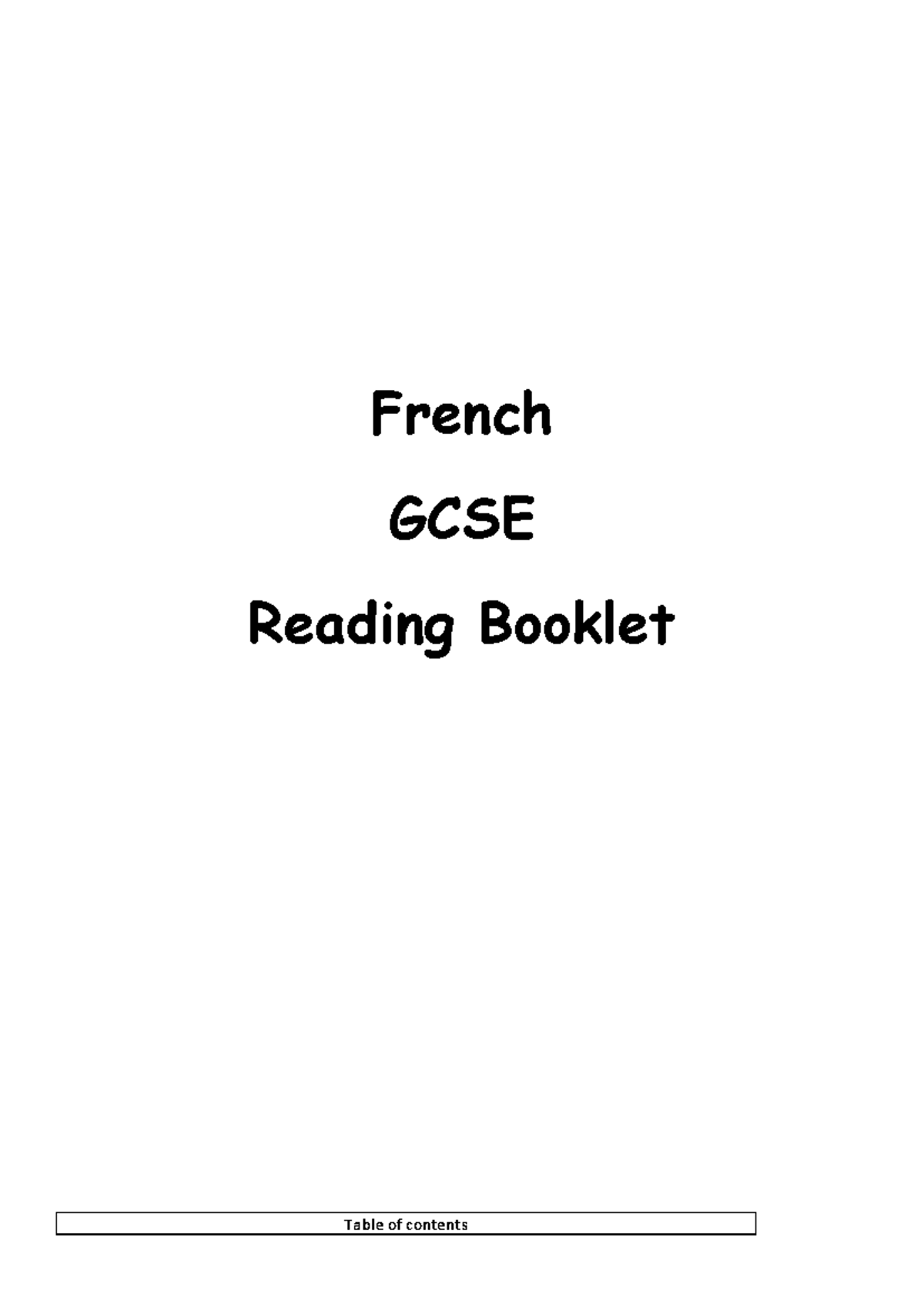 French GCSE Reading Booklet: Themes & Questions Overview - Studocu