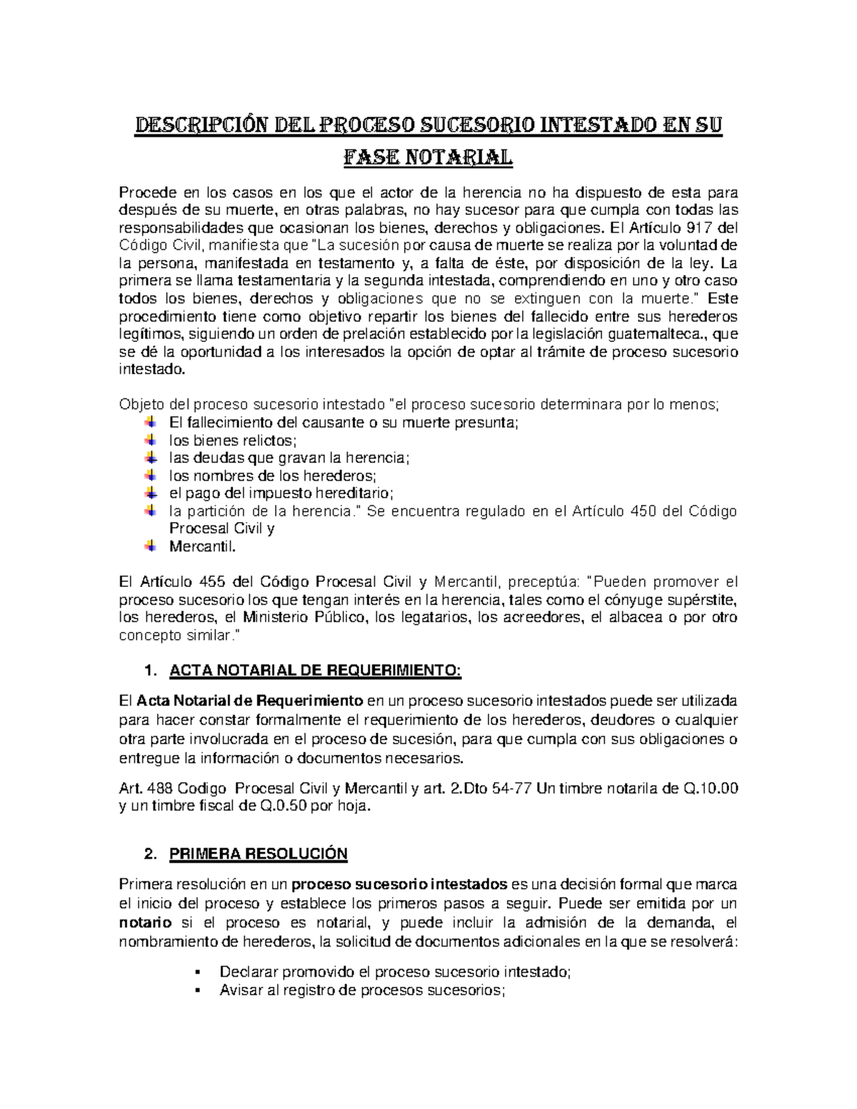Proceso Sucesorio Intestado Notarial: Descripción y Requisitos Clave ...