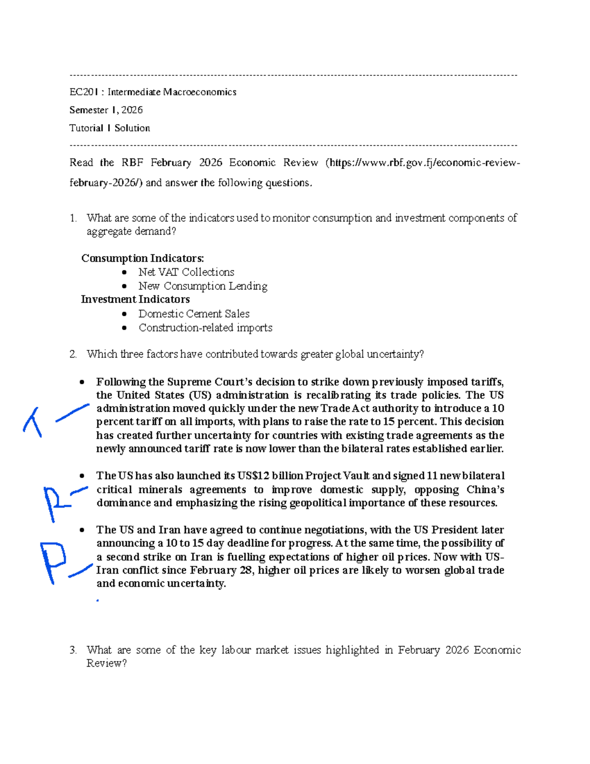 EC201: Intermediate Macroeconomics Tutorial 1 Solutions - Studocu
