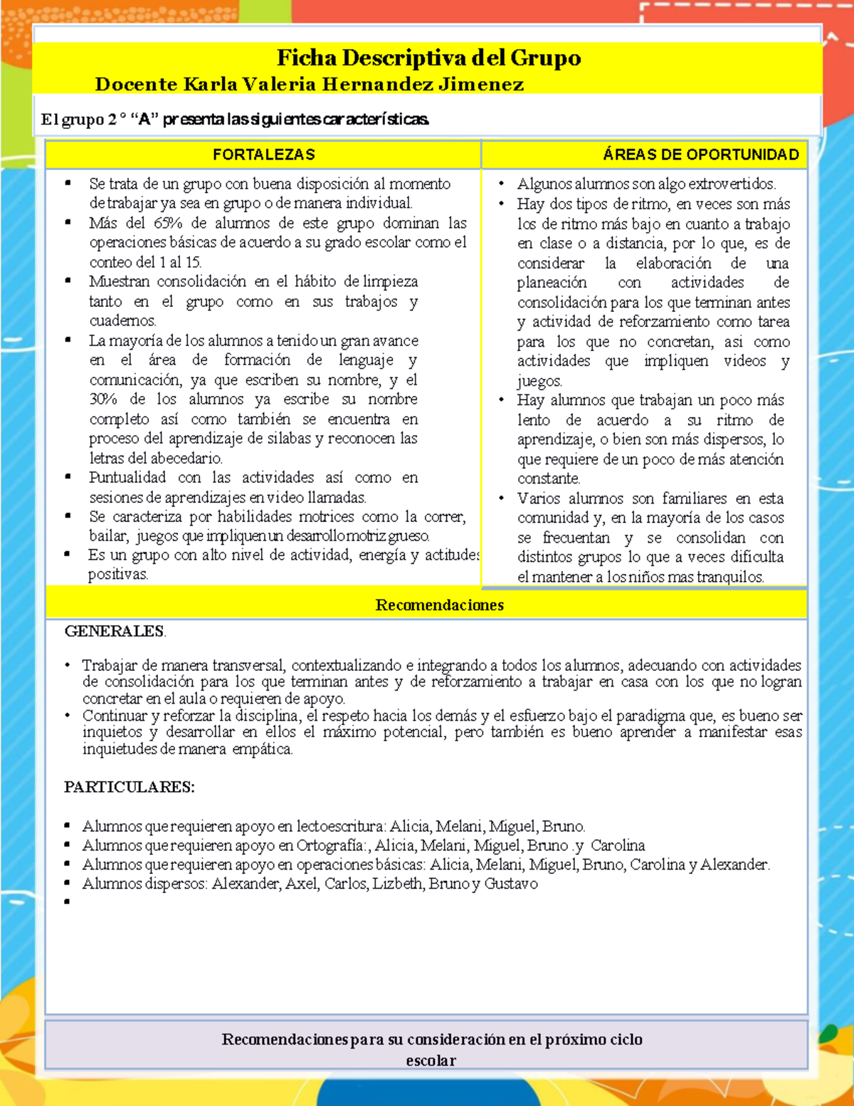 Ejemplo De Ficha Descriptiva Grupal Para Preescolar - Infoupdate.org