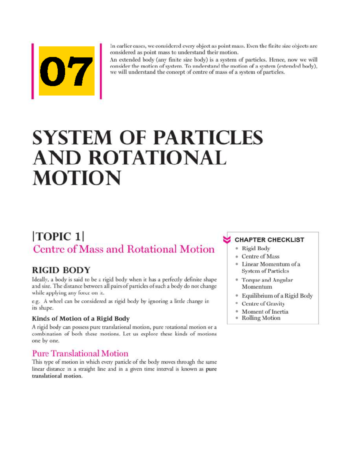 Systems of Particles and Rotational Motion (PHYS 101) - Chapter Overview - Studocu