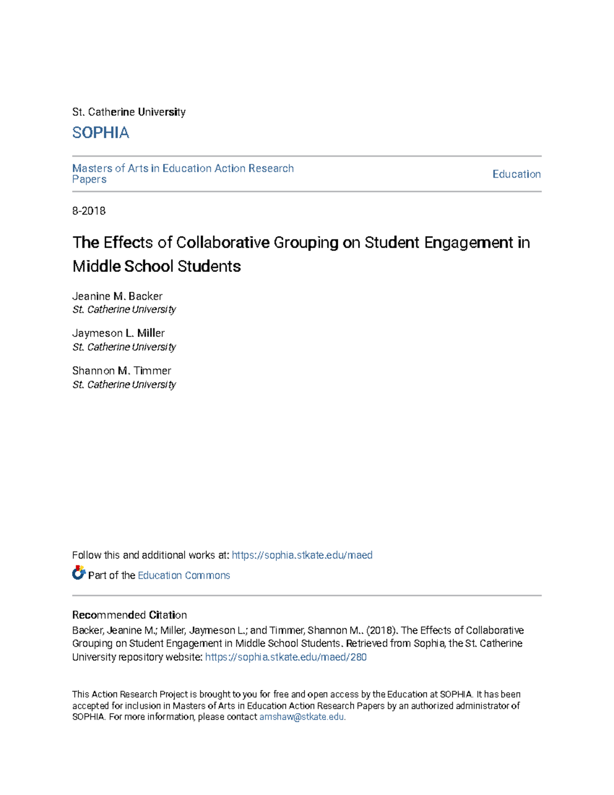 The Effects of Collaborative Grouping on Student Engagement in Mi - St ...