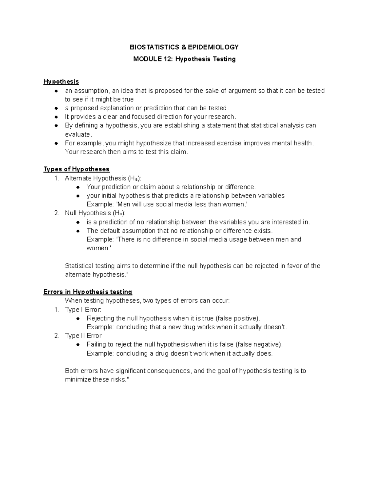 UNIT 12 Biostat Notes - BIOSTATISTICS & EPIDEMIOLOGY MODULE 12 ...