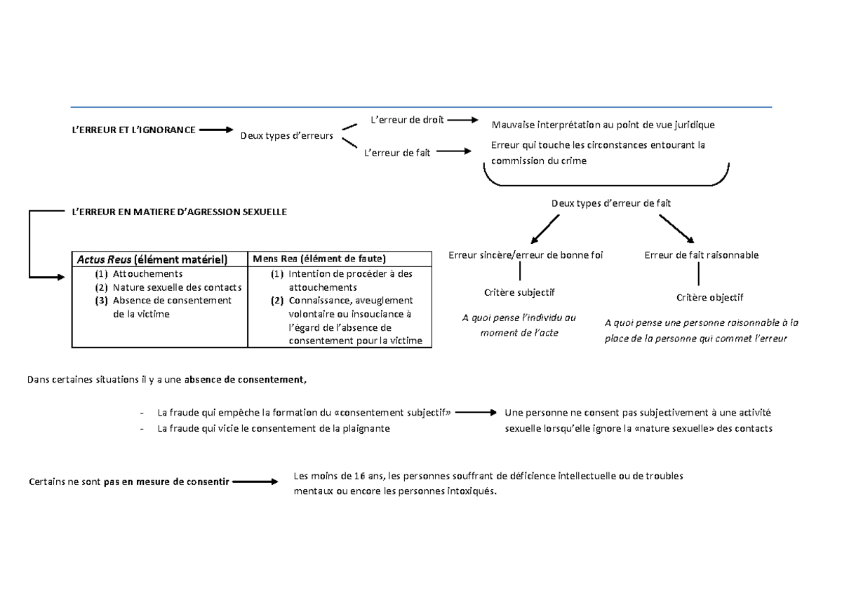 Schéma cours 4 pénal - avec Hugues Parent - L’ERREUR ET L’IGNORANCE ...