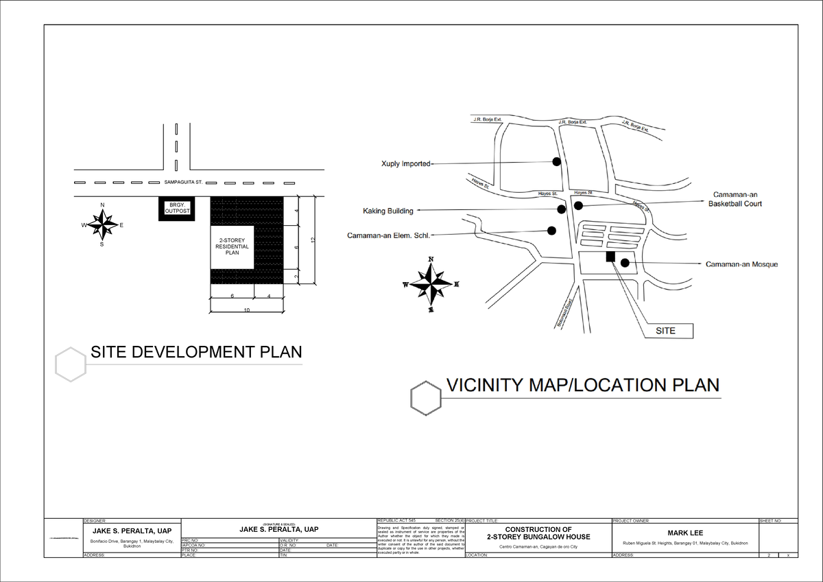 111111 - Site Development Plan for 2-Storey Residential Building - Studocu