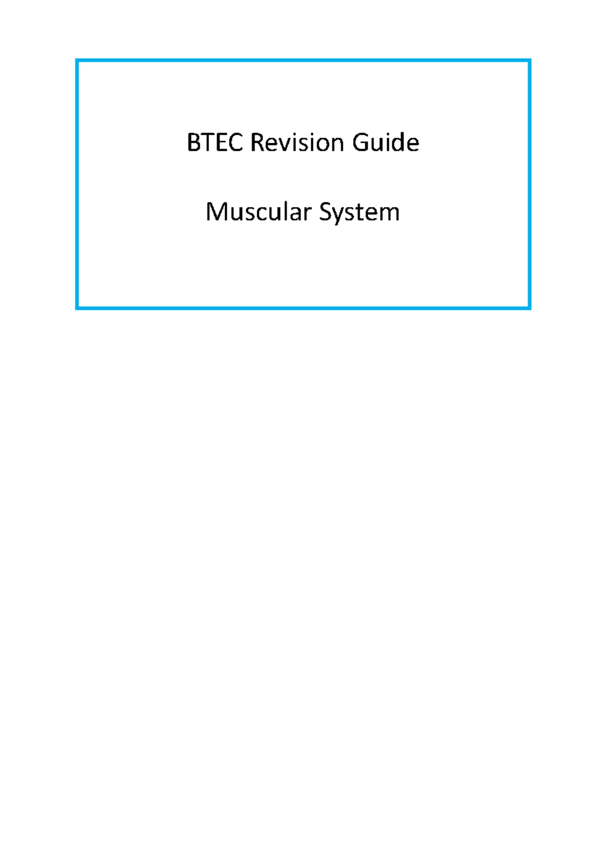 BTEC Revision Muscular System - BTEC Revision Guide Muscular System B1 ...