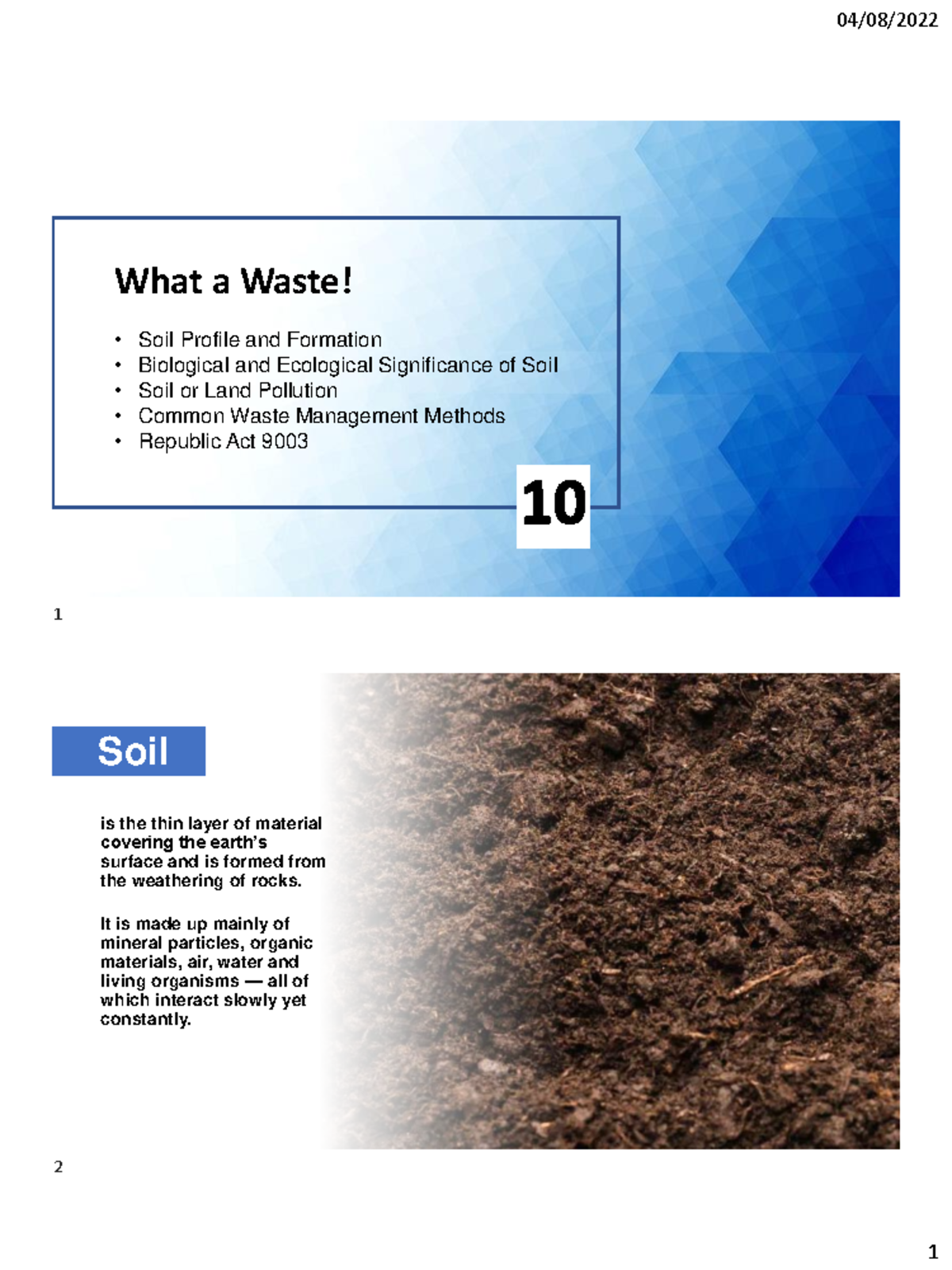 Student Guide 10(7)(4)(2) - What a Waste! Soil Profile and Formation ...
