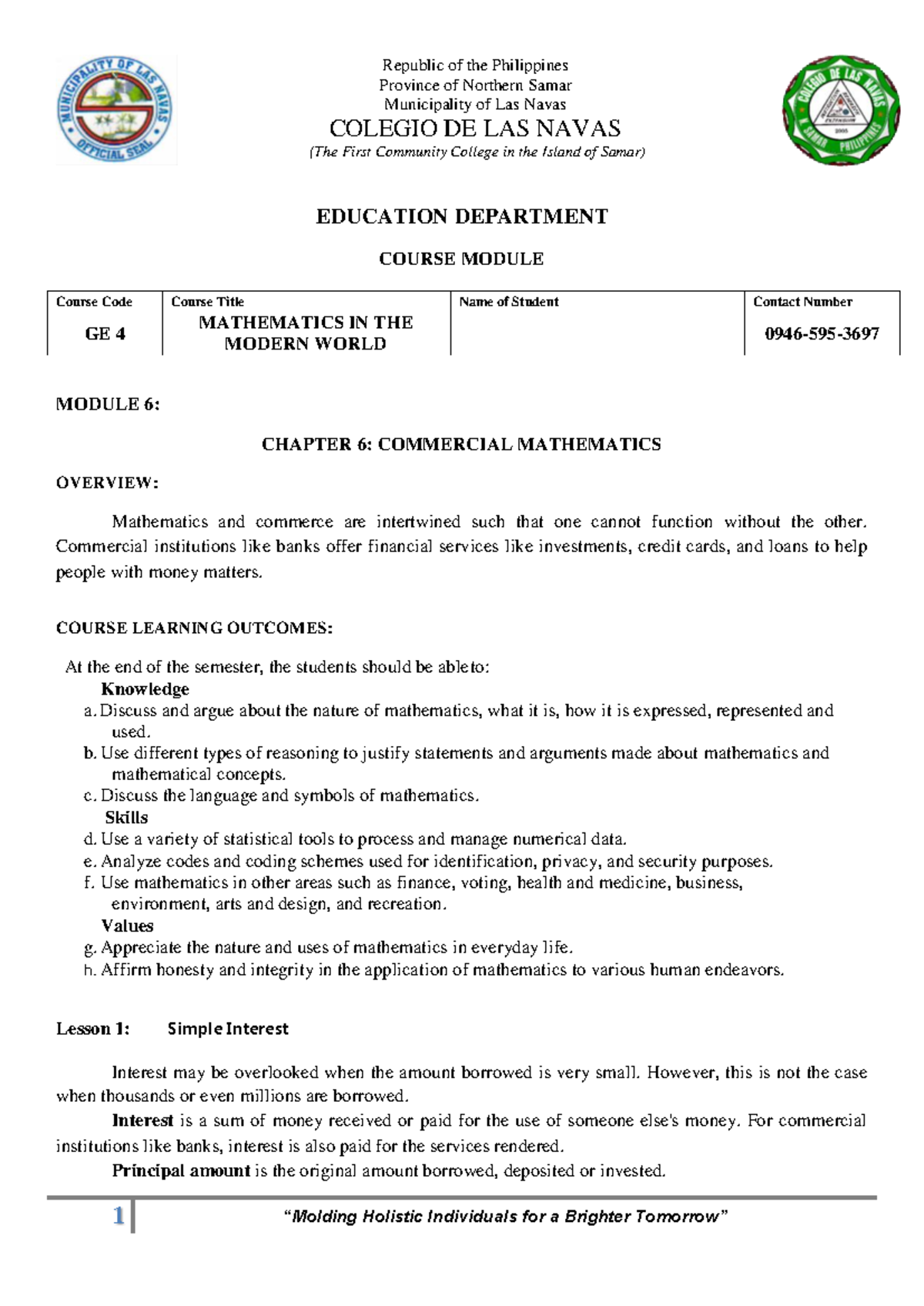 Module 6 GE 4Educ - Jajajq - Republic of the Philippines Province of ...