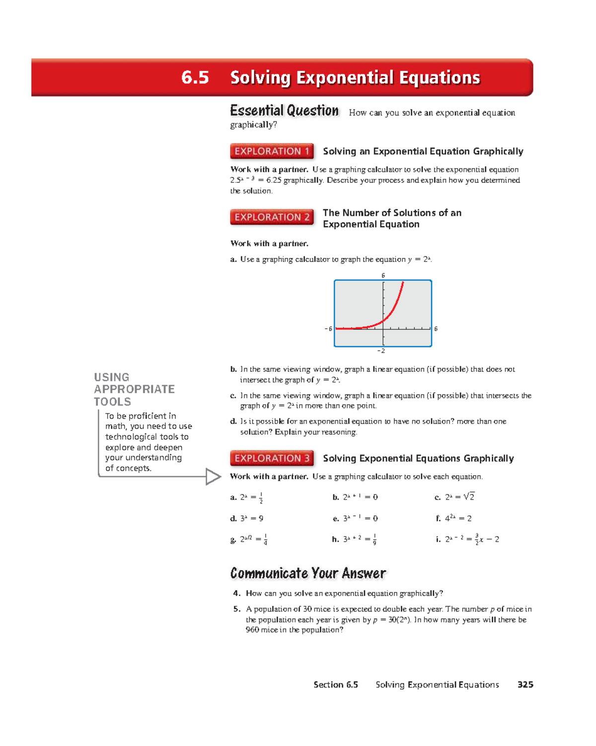 Solving Exponential Equations - Algebra 1 - Section 6.5 Notes - Section ...