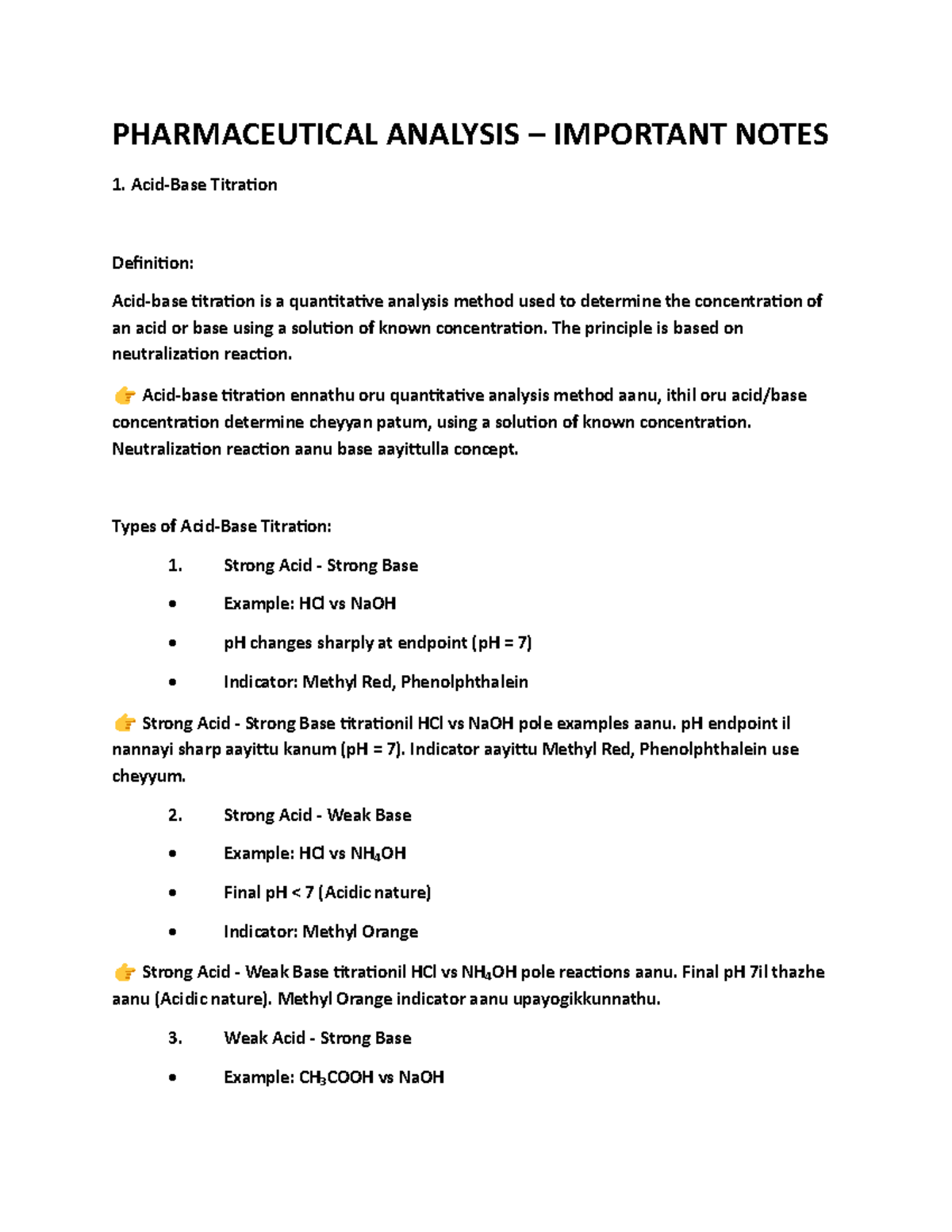 PHARMACEUTICAL ANALYSIS: Titration & Electrochemical Methods Notes ...