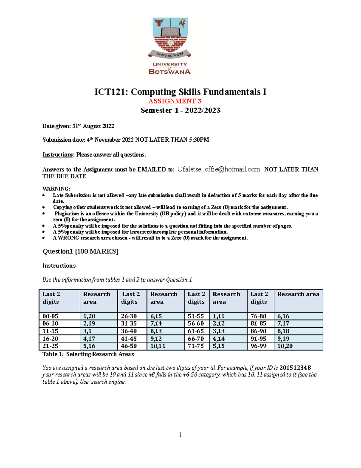 ICT121 Assignment 2022 Q3 - ICT121: Computing Skills Fundamentals I ...