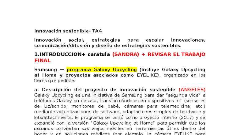 Innovación Sostenible TA4: Estrategias de Escalamiento y Impacto Social ...