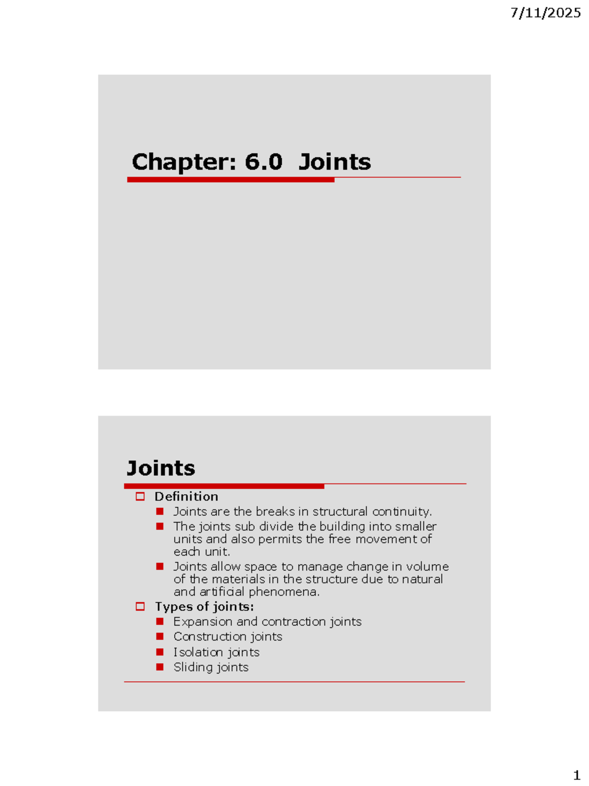 Chapter 6: Joints in Structural Engineering - Definition & Types - Studocu