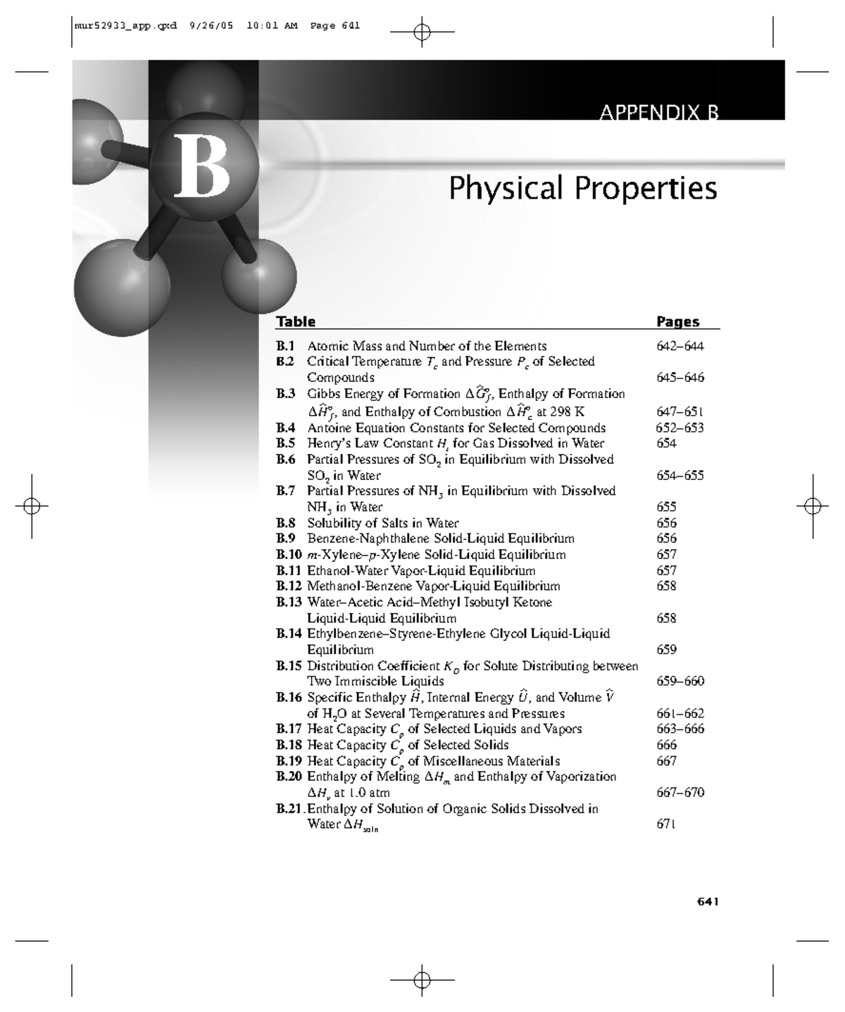 Physical properties table - B APPENDIX B Physical Properties Table ...