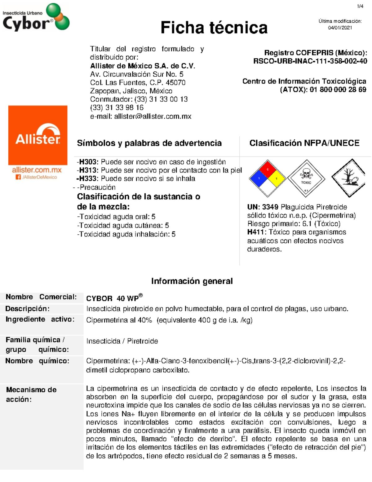 FT Cybor 40 WP - Ficha Técnica y Precauciones de Uso - Studocu