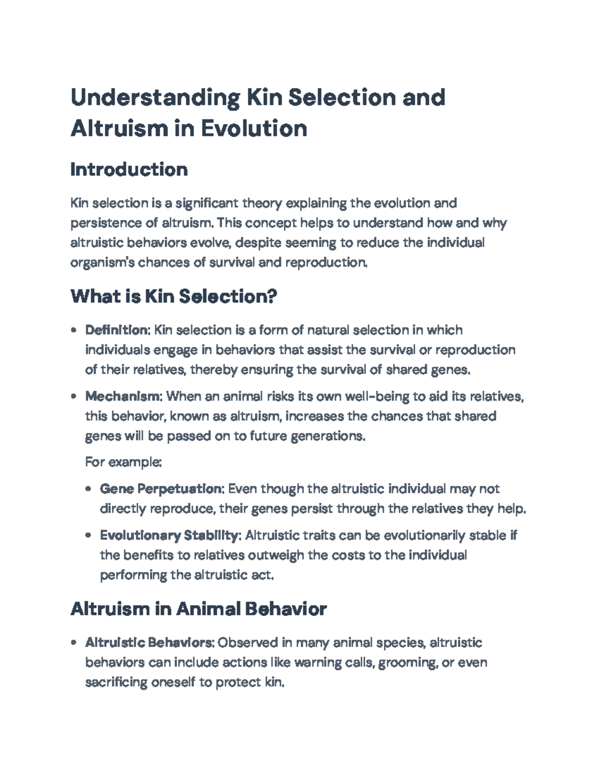 Understanding Kin Selection and Altruism in Evolution: Key Insights ...