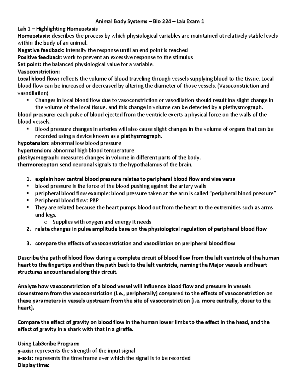 Bio 224 lab exam 1 - This is the beginning of my lab review for the lab ...