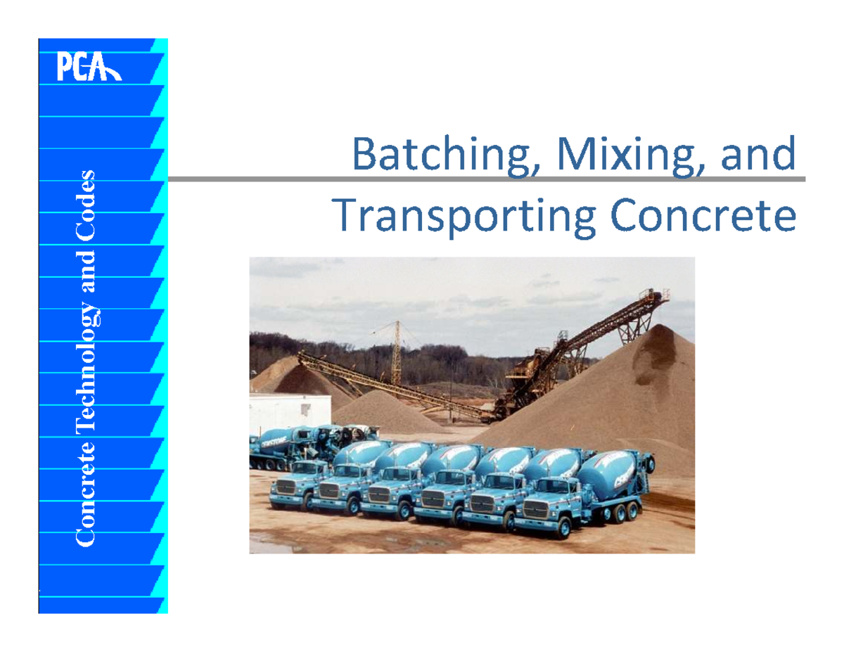 ML12153 A346 - Concrete Technology: Batching, Mixing & Transporting ...
