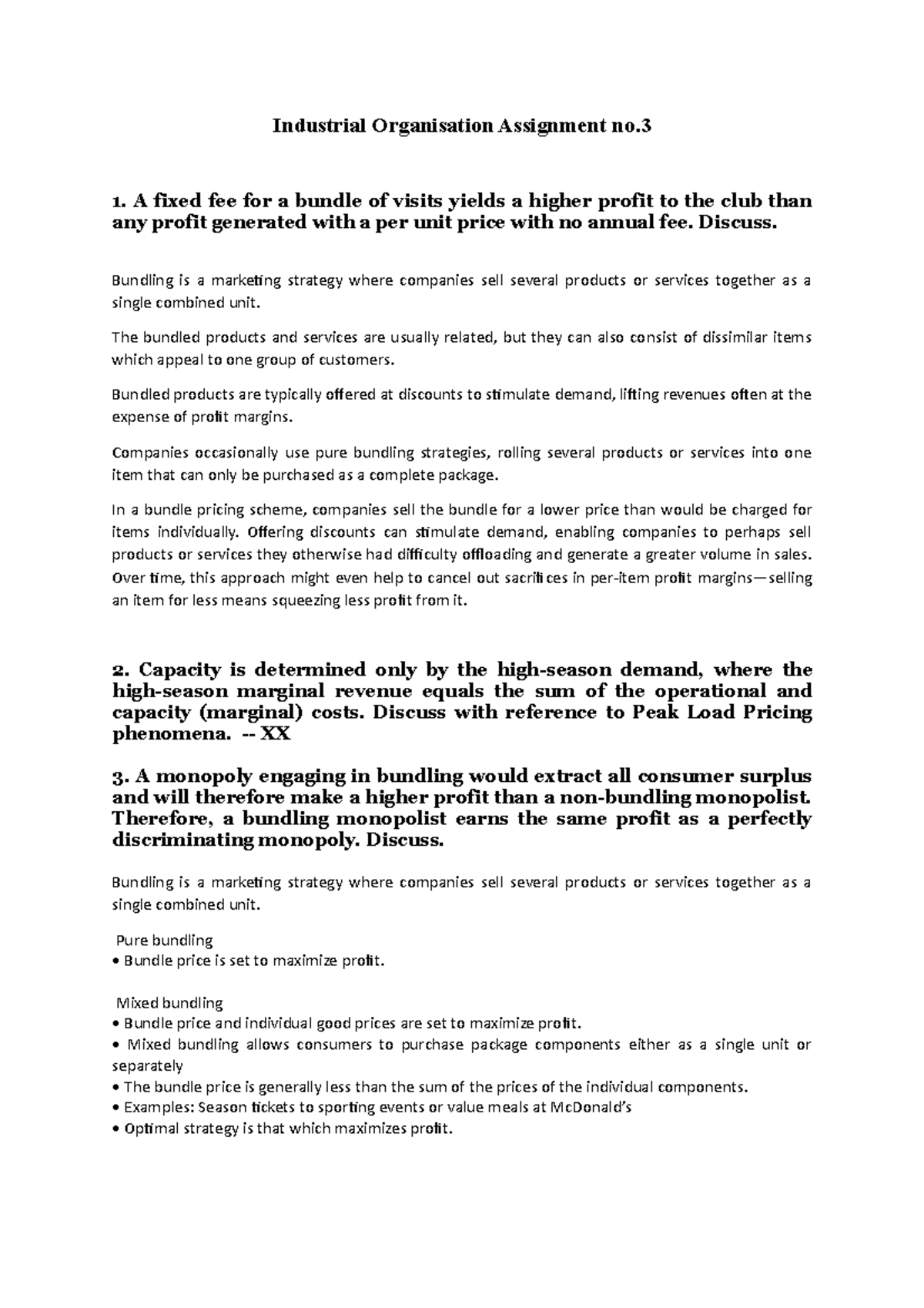 Industrial Organization Assignment 3 - 2914: Exploring Market Conduct ...