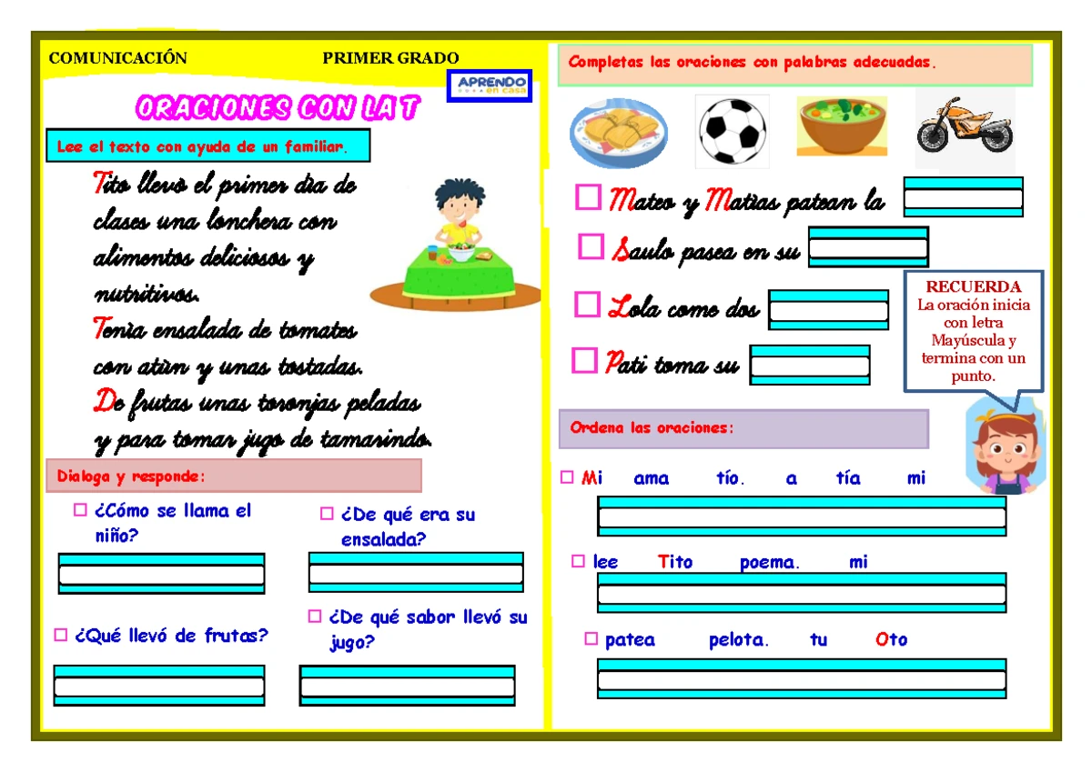 Oraciones De Primer Grado