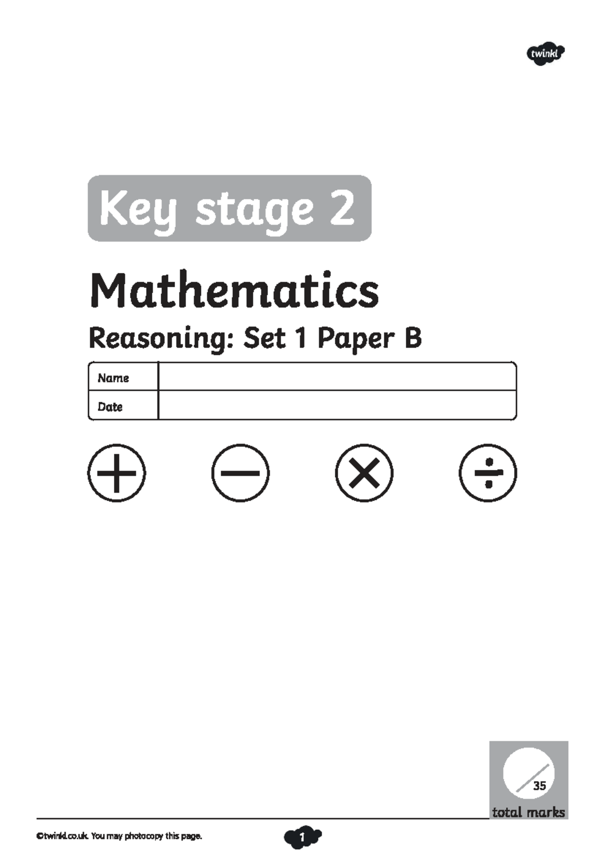 Year 5 Maths Reasoning Test Set 1: Paper B (35 Marks) - Studocu