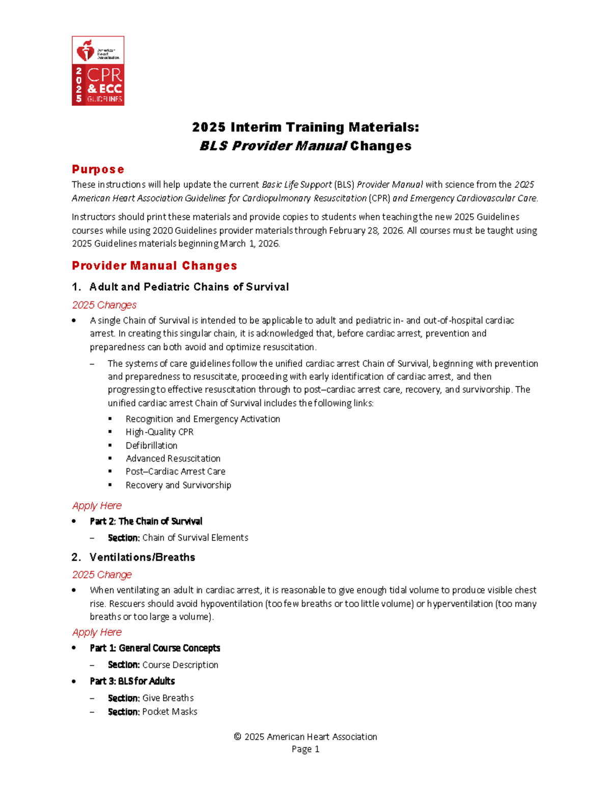 2025 BLS Provider Manual Updates: Key Changes and Guidelines - Studocu