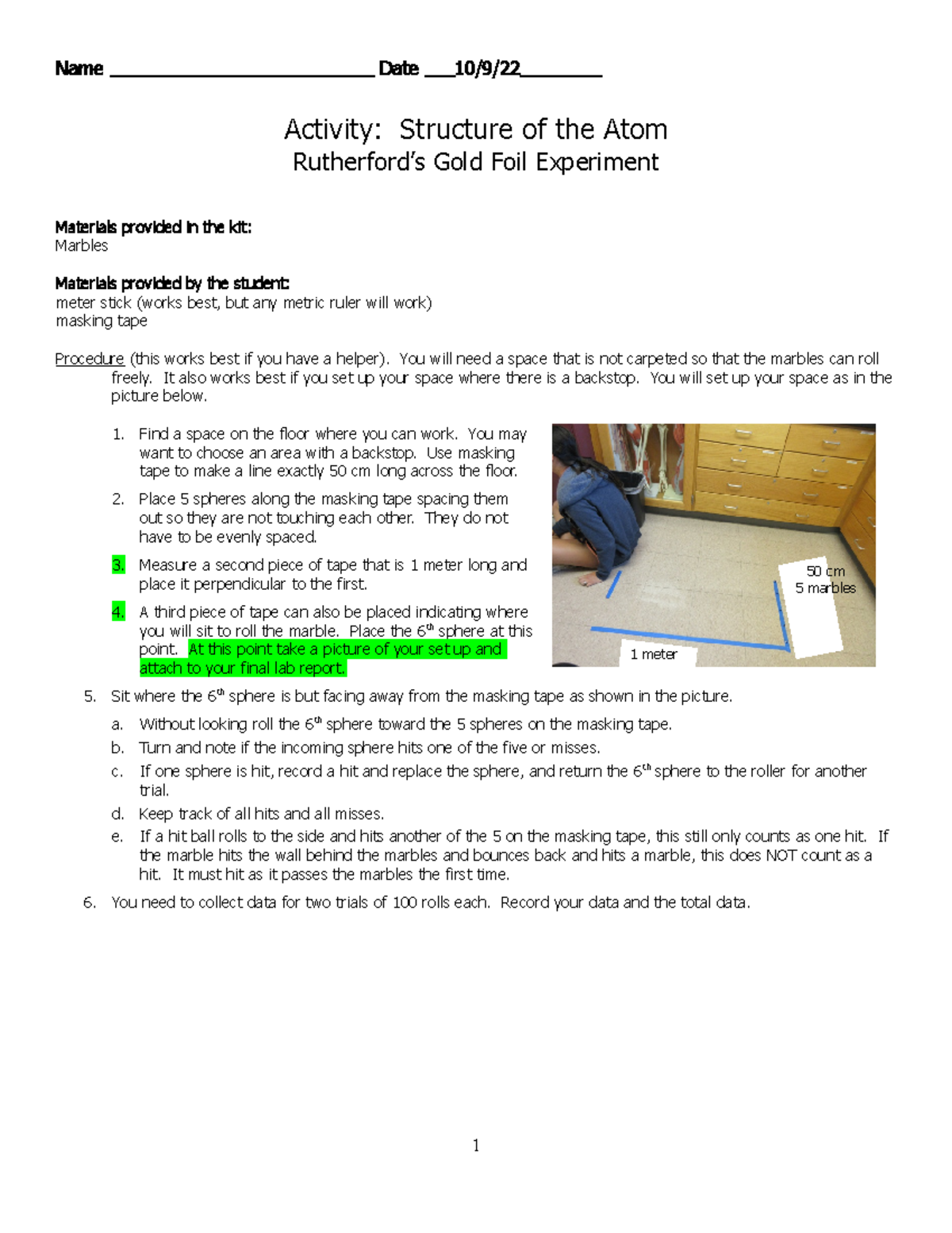 Activity - Rutherford Model - Name __________________________ Date ...