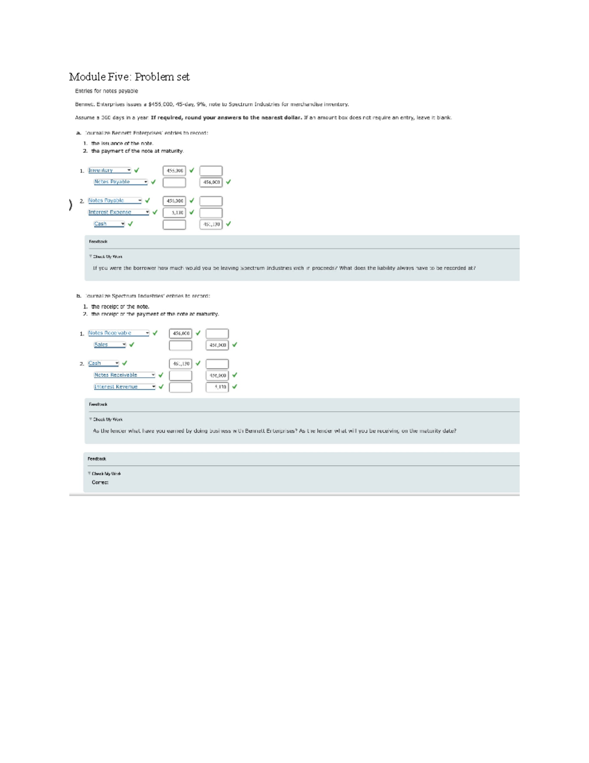 Module Five - Problem Set - Module Five: Problem set Entries for notes ...