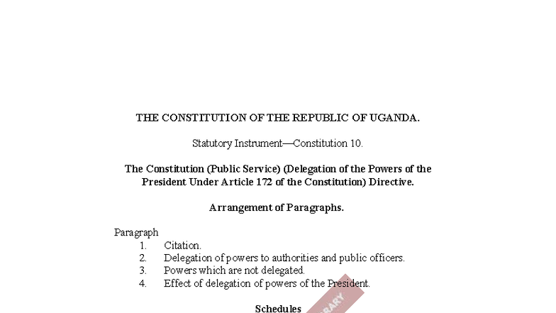Delegation of Powers Under Article 172 of Uganda's Constitution - Studocu