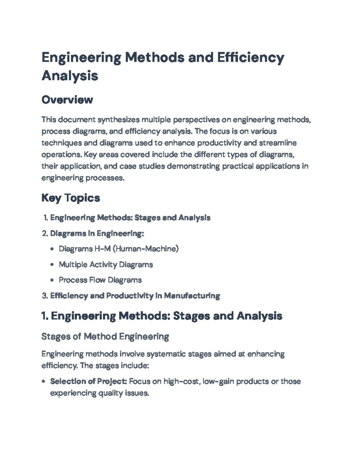 Engineering Methods & Efficiency Analysis: Techniques and Diagrams ...