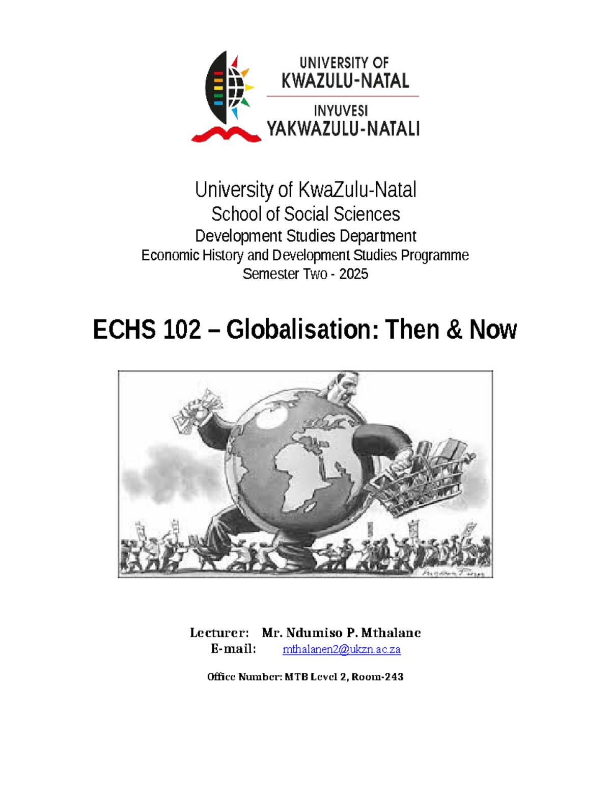 ECHS 102 Course Outline: Globalisation Then and Now (2025) - Studocu