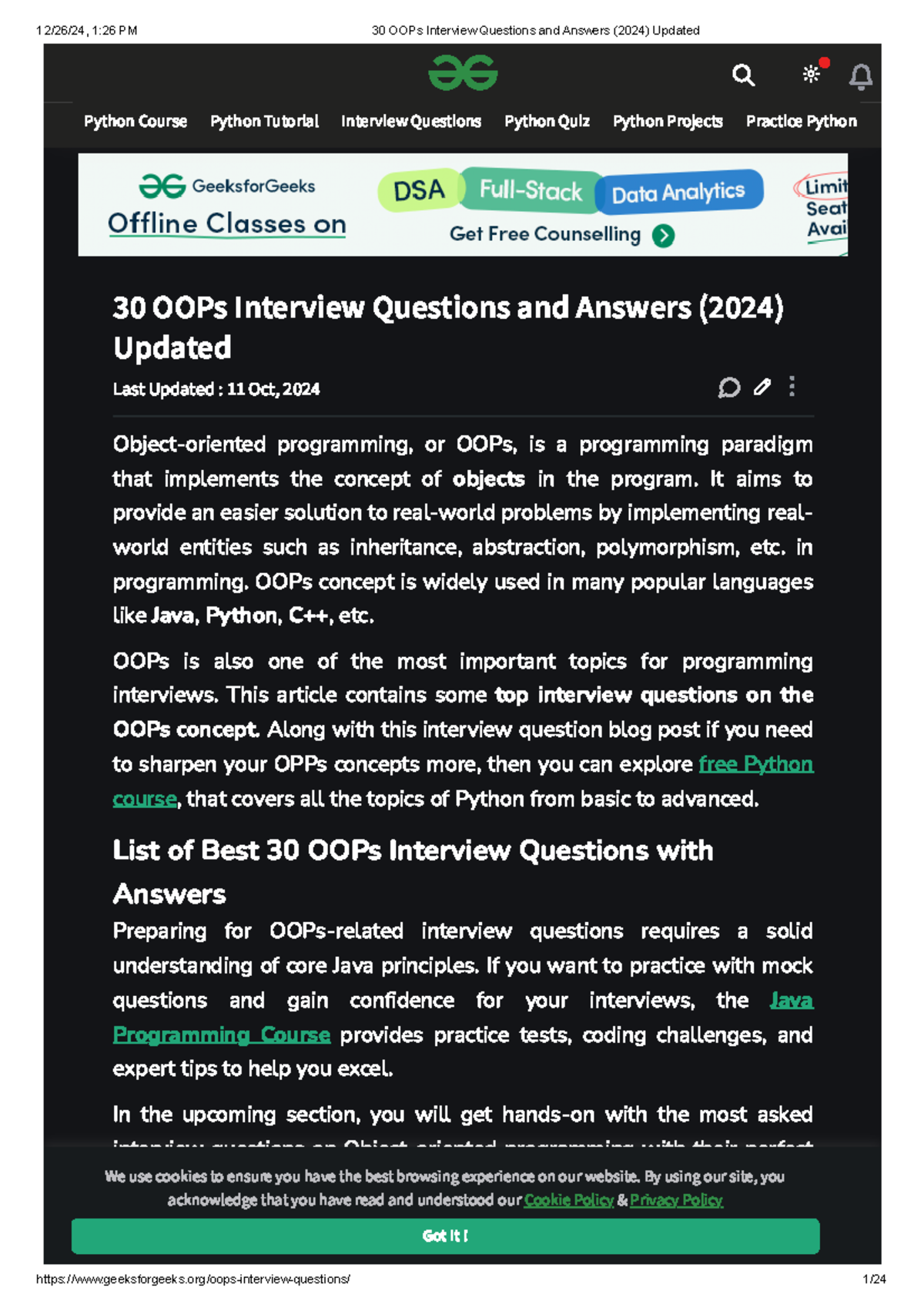 30 OOPs Interview Questions and Answers (2024) Updated - It aims to provide an easier solution ...