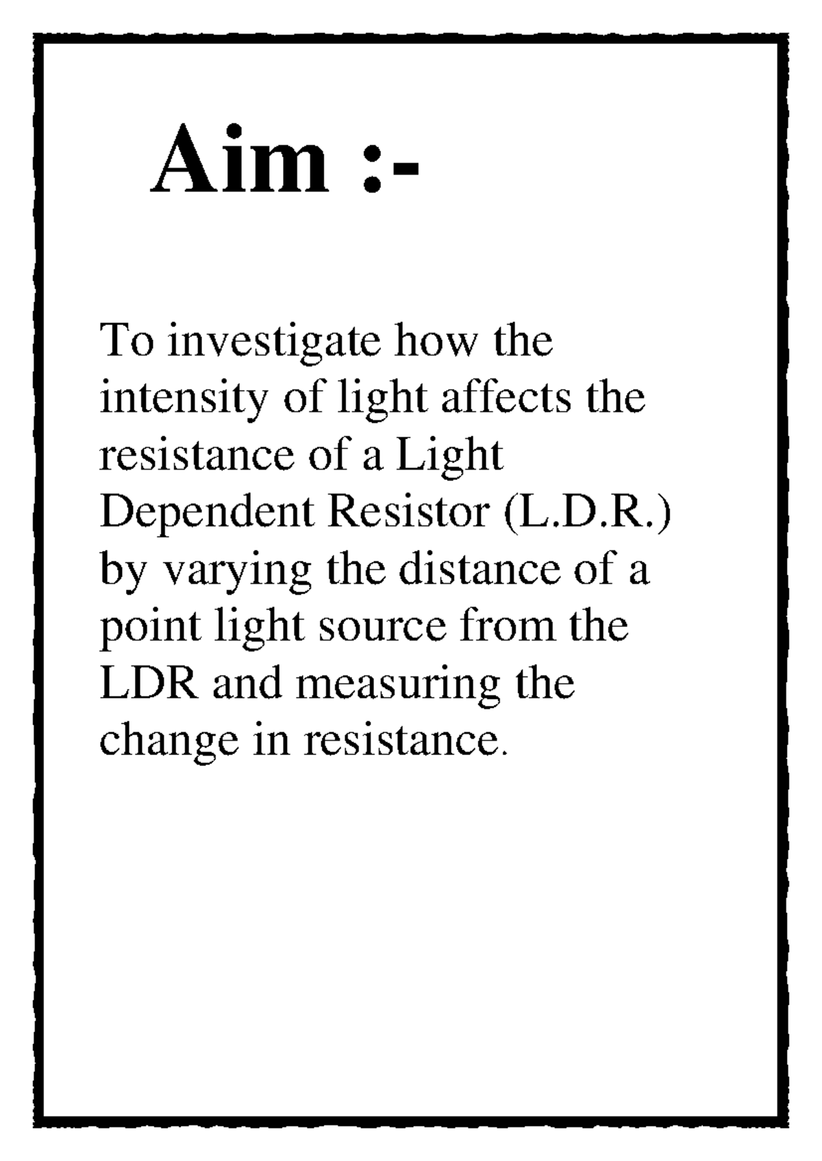 Physics Project: Investigating LDR Resistance vs Light Intensity (Class ...
