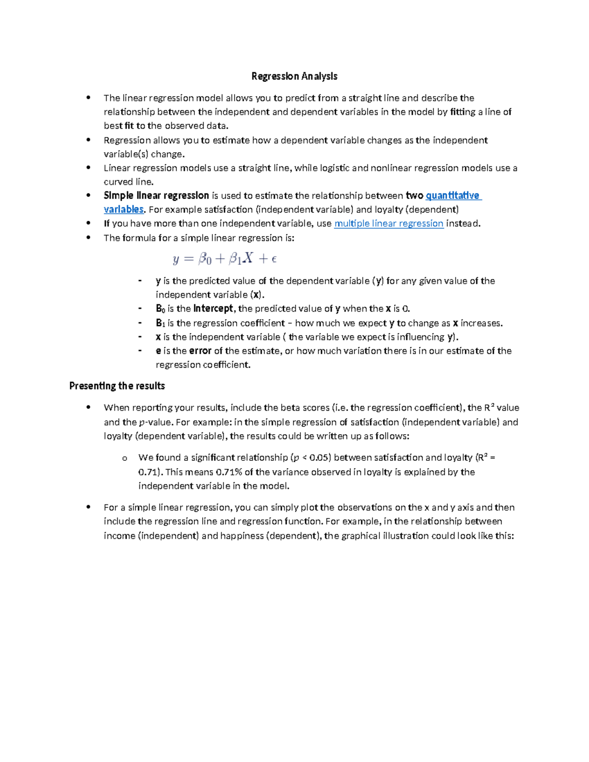 Handout on Regression Analysis: Key Concepts and Applications - Studocu