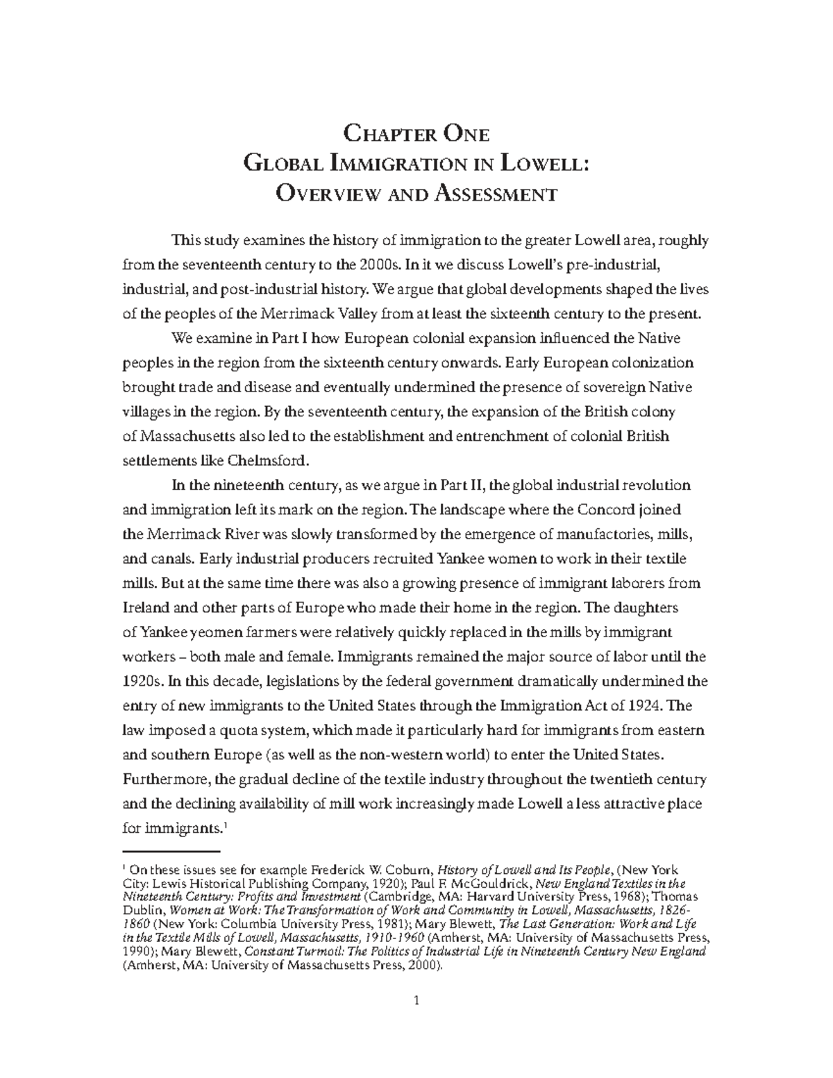Global Immigration and Its Impact on Lowell: An Overview (Final Report ...