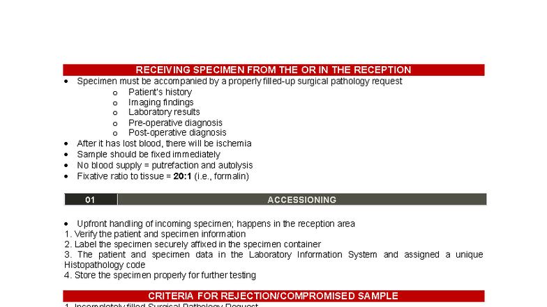 Grossing & Accessioning Procedures in Surgical Pathology (PATH 101 ...