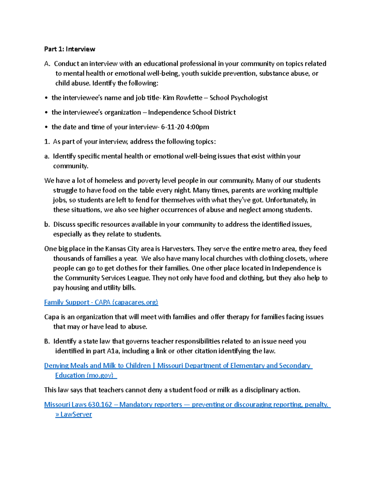 Task 3 D68 Task 3 Schools as Communities of Care - Part 1: Interview A ...