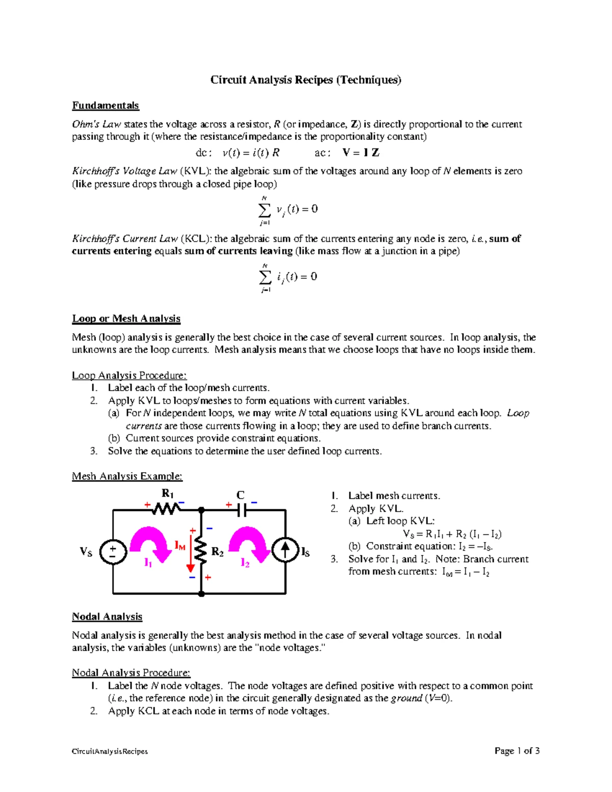 Circuits 1 - Final Exam Cheat Sheet for Key Concepts and Laws - Studocu