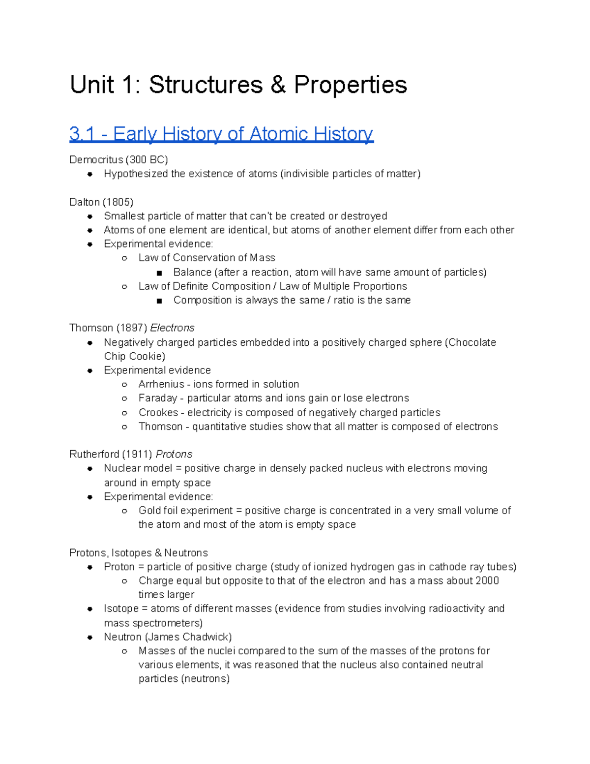 Grade 12 Chemistry Notes: Unit 1 - Atomic Structure & Quantum Theory ...