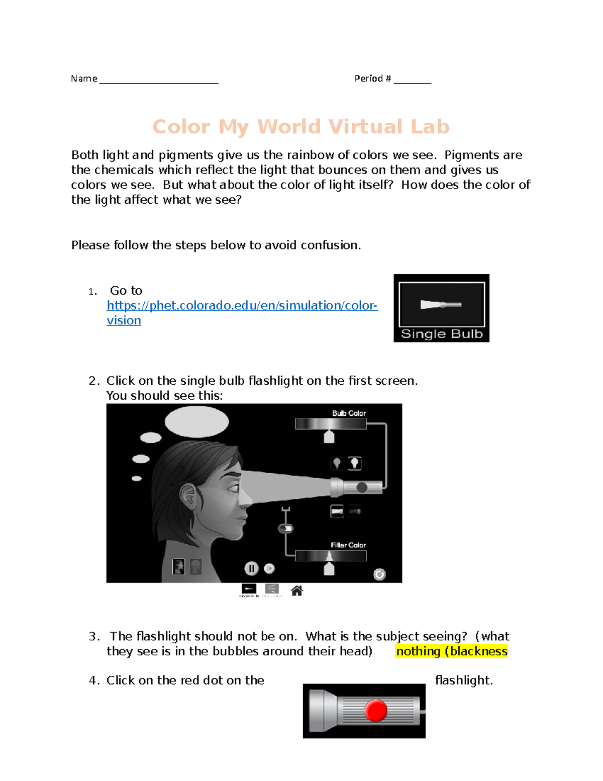 PHET Color My World Lab - Understanding Light and Pigments - Studocu