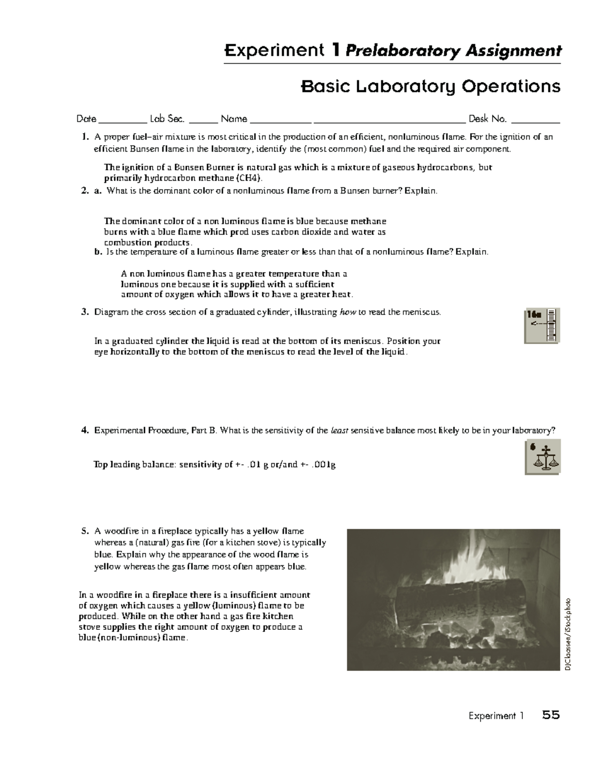 CHEM 1 Prelab Assignment: Basic Lab Operations & Flame Characteristics ...