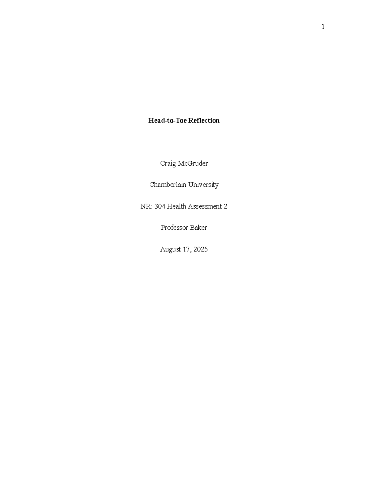 Reflection on DPCD Lab - NR: 304 Health Assessment 2 - Studocu