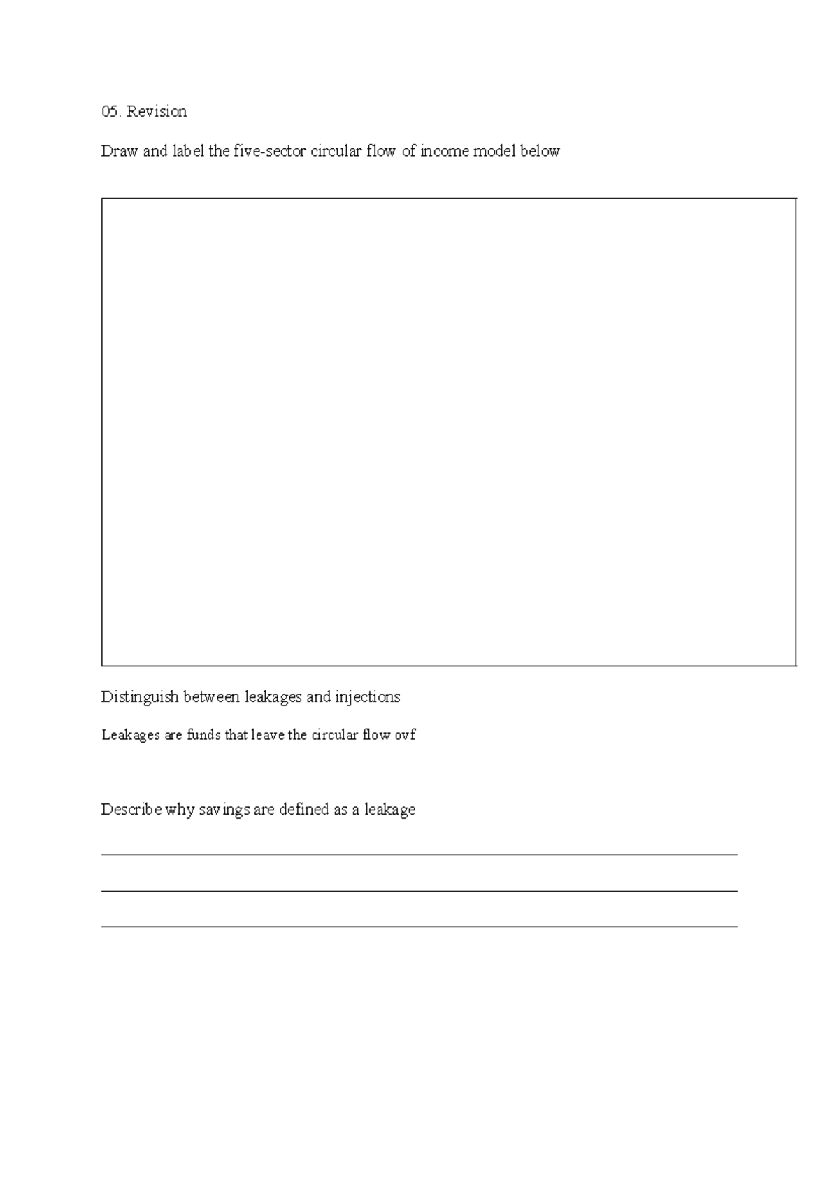Revision - 05. Revision Draw and label the five-sector circular flow of ...