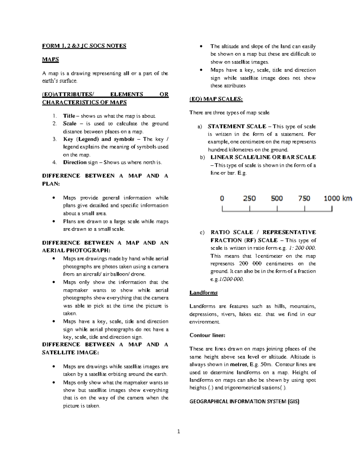 JC SS Geography Notes 2023: Maps, Natural Elements & Research - Studocu