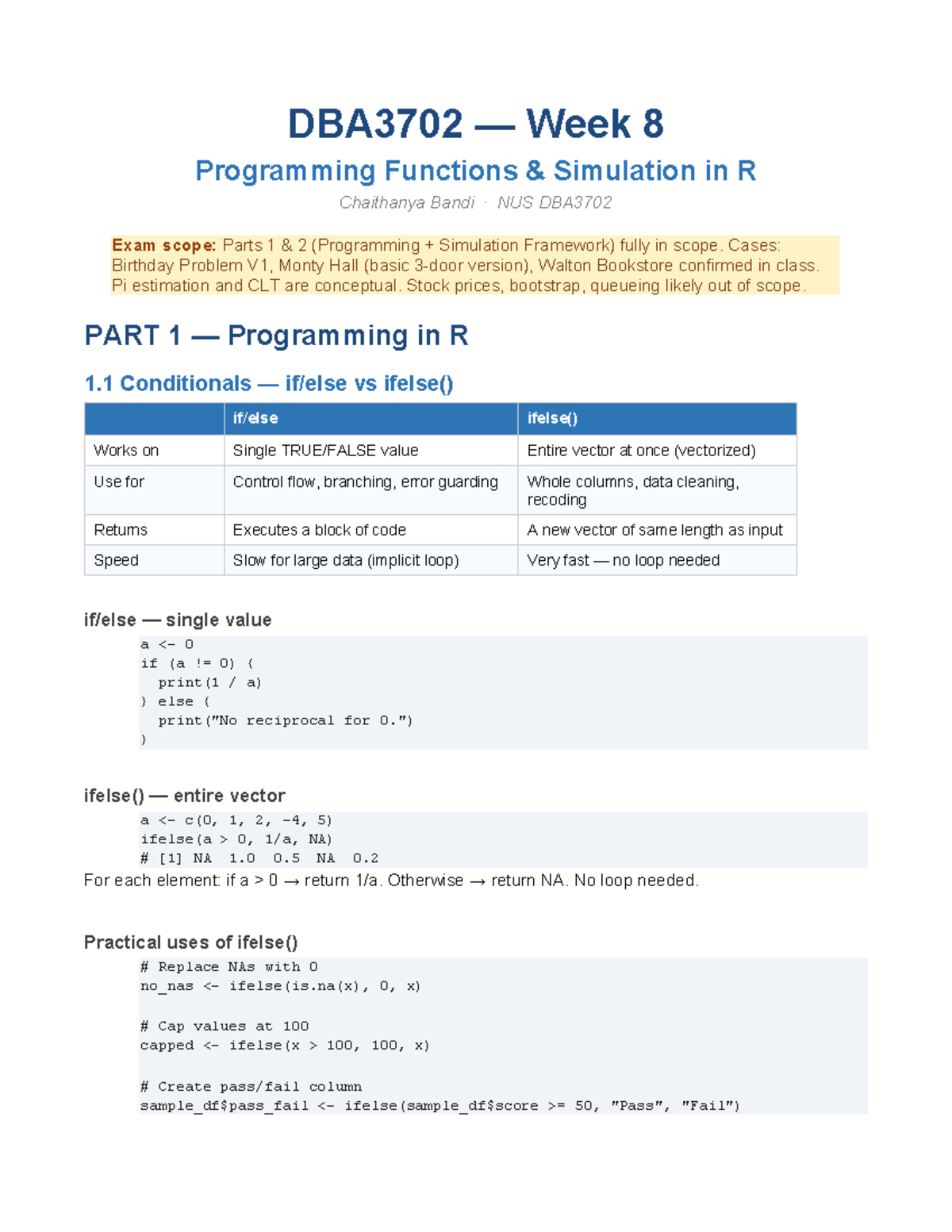 DBA3702 Week 8 Functions Simulation Notes: Key Concepts & Cases - Studocu